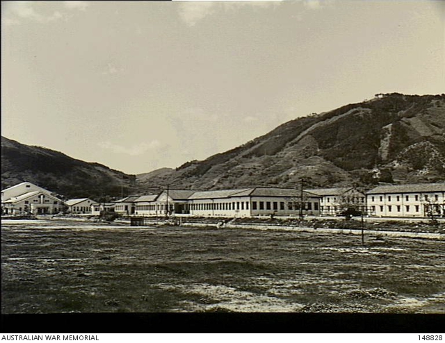 Hiro, Japan. 1953-07. At the foot of the hills is HQ Australian Army ...