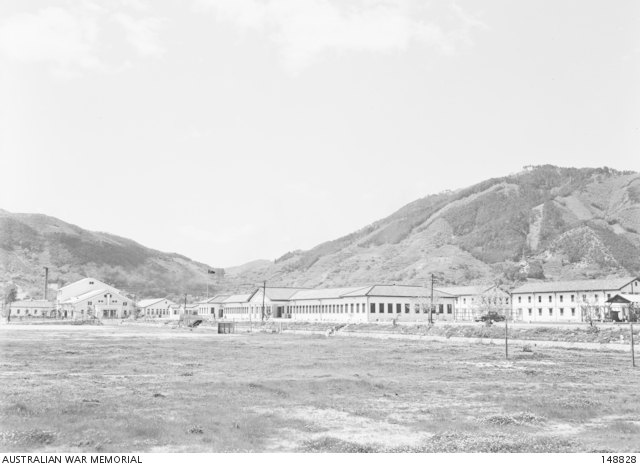 Hiro, Japan. 1953-07. At the foot of the hills is HQ Australian Army ...