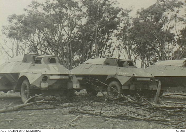Australian-built Light Armoured Cars (Rovers) on manoeuvres with the ...