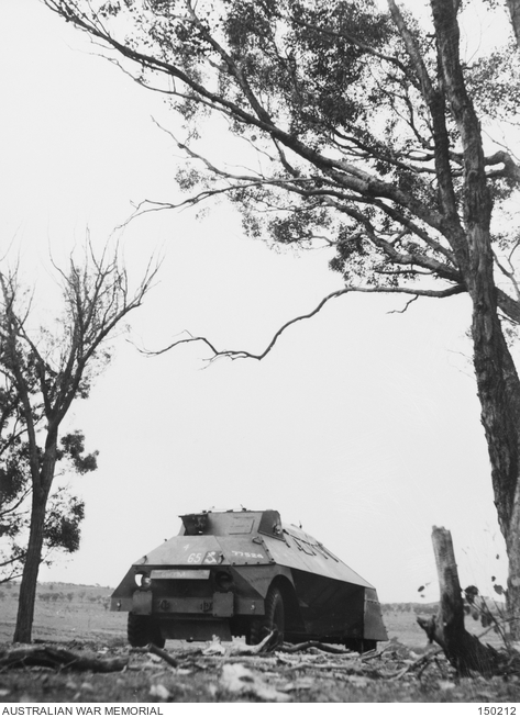 An Australian-built Light Armoured Car (Rover) during manoeuvres ...