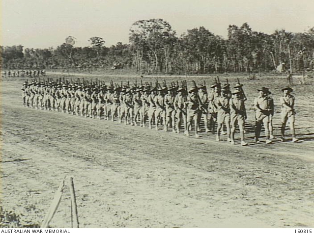 Darwin. NT. 19 August 1942. A march past of Australian troops at a ...