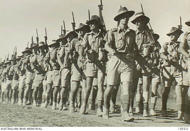 Darwin. NT. 19 August 1942. A march past of Australian troops at a ...