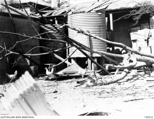 Darwin, NT. August 1942. Damage caused by a Japanese air raid. The ...