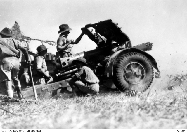 Darwin, NT. September 1942. Australian artillerymen readying their 4.5 ...
