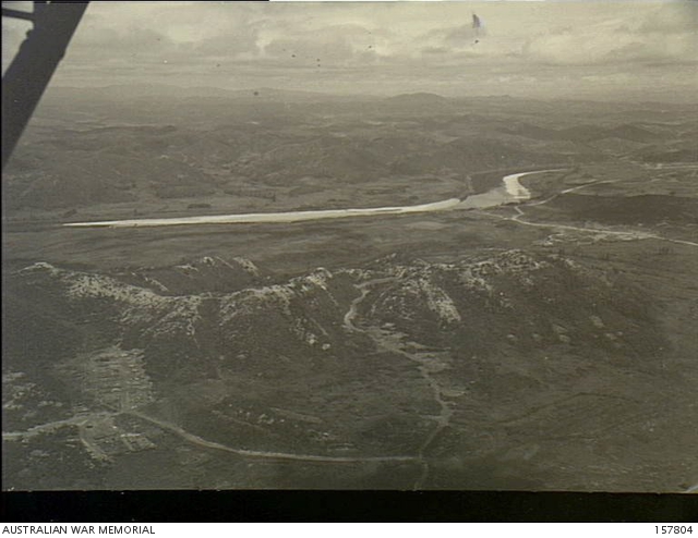 Korea. 1953-12-27. An aerial view of Lozenge feature, on the Kansas ...