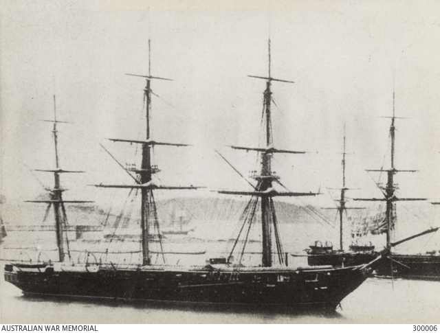 SYDNEY, NSW. 1862-07 STARBOARD SIDE VIEW OF THE SCREW CORVETTE HMS ...