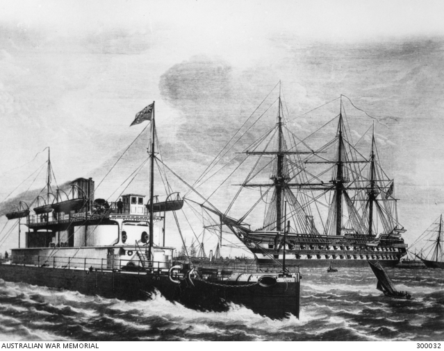 PORT PHILLIP BAY, VIC. ARTIST'S IMPRESSION OF TWO SHIPS OF THE ...