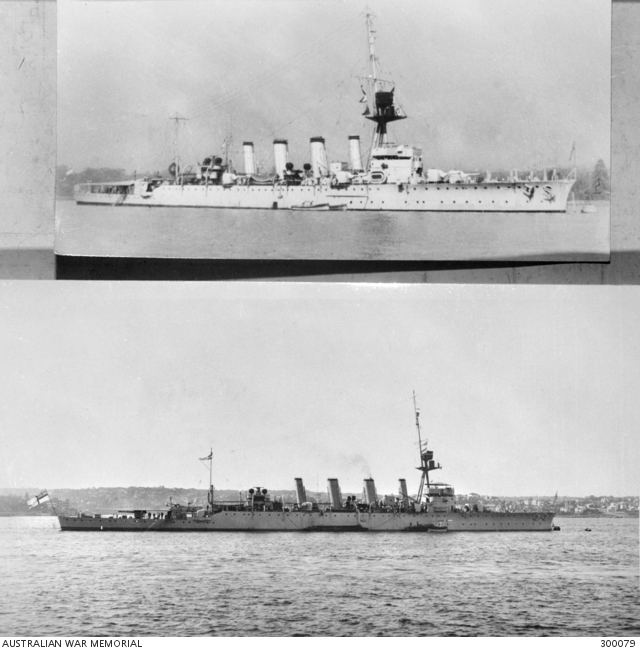 SYDNEY, NSW. 1924-04. TWO STARBOARD SIDE VIEWS OF THE CRUISER HMAS ...