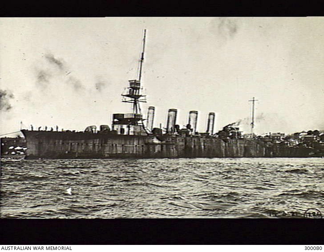 SYDNEY, NSW. 1921-03-14. PORT SIDE VIEW OF THE CRUISER HMAS ADELAIDE ...