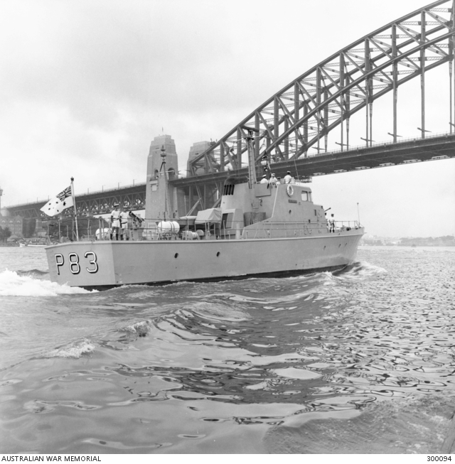 SYDNEY, NSW. 1968. STARBOARD QUARTER VIEW OF THE PATROL BOAT HMAS ...
