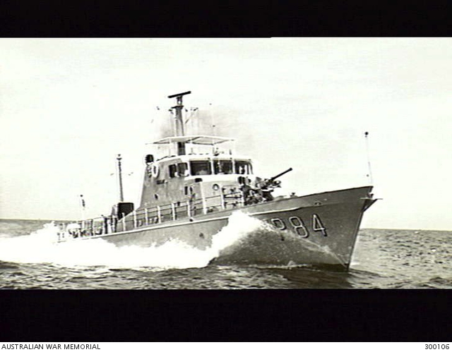 SYDNEY, NSW. 1967-12-21. STARBOARD BOW VIEW OF THE PATROL BOAT HMAS ...