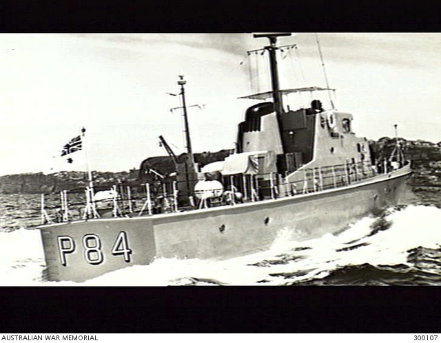 SYDNEY. 1967-12-21. STERN VIEW OF THE PATROL BOAT HMAS AITAPE (P84) OF ...