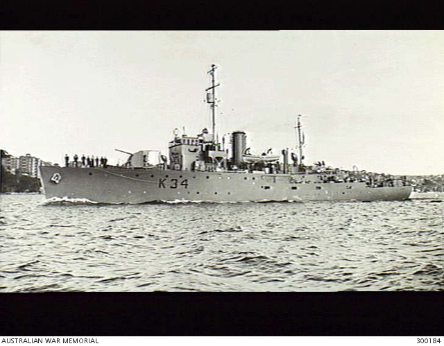 NEW GUINEA. 8 DECEMBER 1943. PORT SIDE VIEW OF THE RAN CORVETTE HMAS ...