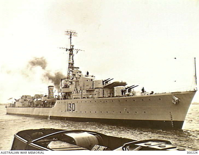 STARBOARD BOW VIEW OF THE DESTROYER HMAS ARUNTA IN HER FINAL ...