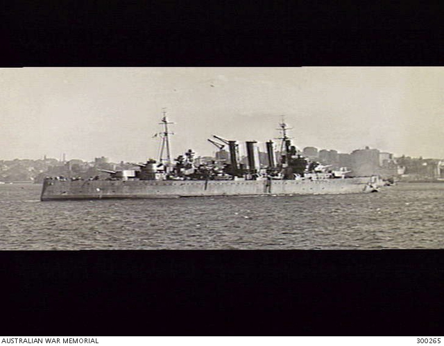SYDNEY, NSW. 1944-03-11. STARBOARD QUARTER VIEW OF THE HEAVY CRUISER ...