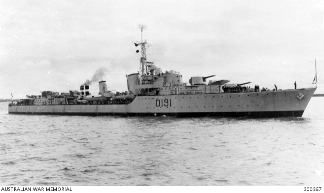 STARBOARD SIDE VIEW OF THE DESTROYER HMAS BATAAN (EX-HMAS KURNAI ...