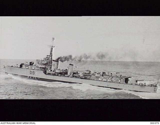 PORT SIDE VIEW OF THE DESTROYER HMAS BATAAN (EX-HMAS KURNAI) (D191 ...