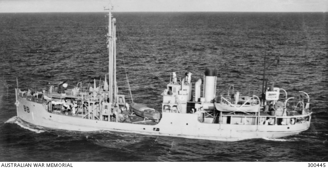 1944-02-18. AERIAL PORT SIDE VIEW OF THE STORE CARRIER (FORMER ...