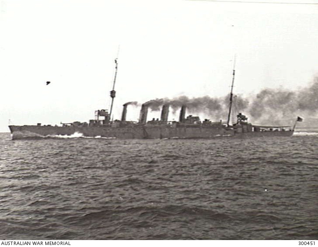 C.1918. PORT SIDE VIEW OF THE CRUISER HMAS BRISBANE (1), THE ONLY ONE ...