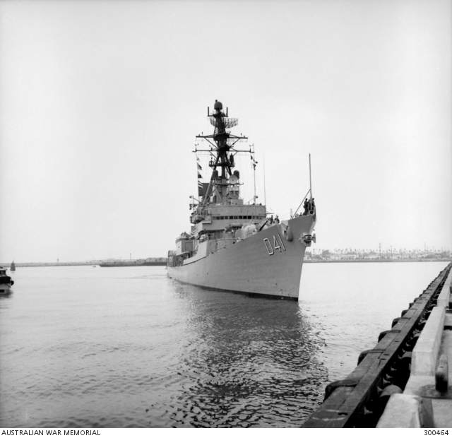C.1968. VIEW FROM FINE ON THE STARBOARD BOW OF THE GUIDED MISSILE ...