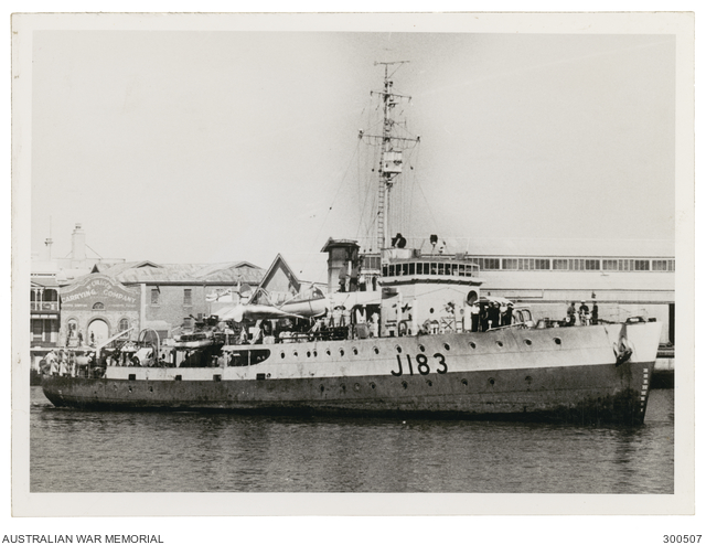 PORT ADELAIDE, SA. 1944-05-23. STARBOARD SIDE VIEW OF THE CORVETTE HMAS ...