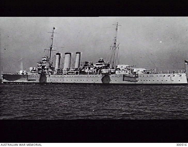 C.1931. PORT SIDE VIEW OF THE HEAVY CRUISER HMAS CANBERRA. CANBERRA HAS ...