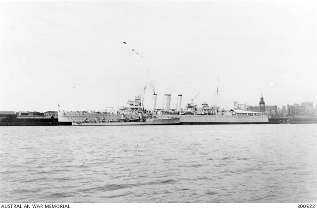 NEWCASTLE, NSW. 1931-10-10. PORT SIDE VIEW OF THE HEAVY CRUISER HMAS ...