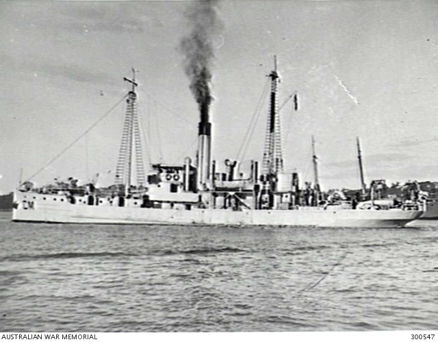 SYDNEY, NSW. PORT SIDE VIEW OF THE AUXILIARY MINESWEEPER HMAS COOMBAR ...