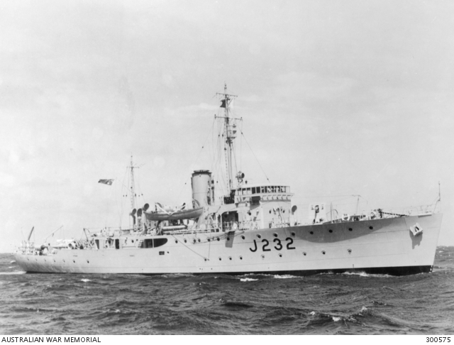1941-11. STARBOARD SIDE VIEW OF THE CORVETTE HMAS DELORAINE PRIOR TO ...