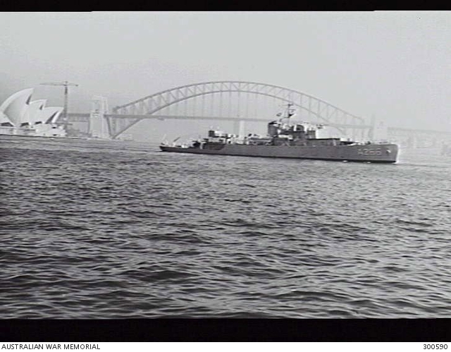 SYDNEY, NSW. STARBOARD SIDE VIEW OF THE FORMER FRIGATE HMAS DIAMANTINA ...