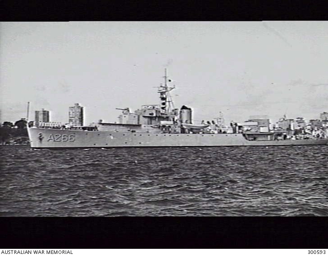 SYDNEY, NSW. PORT BROADSIDE VIEW OF THE FORMER FRIGATE HMAS DIAMANTINA ...