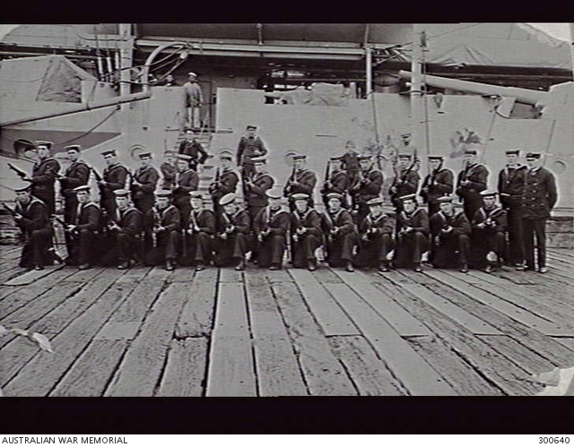 PORT MELBOURNE, VIC. C.1912. RECRUITS FROM HMAS (EX HMS) ENCOUNTER ON ...