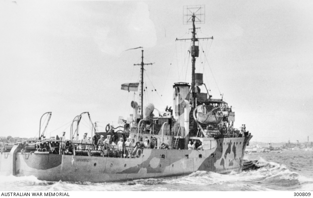 FREMANTLE, WA. C.1943. STARBOARD QUARTER VIEW OF THE CORVETTE HMAS ...