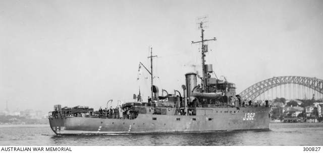 SYDNEY, NSW. 1944-05-07. STARBOARD QUARTER VIEW OF THE CORVETTE HMAS ...