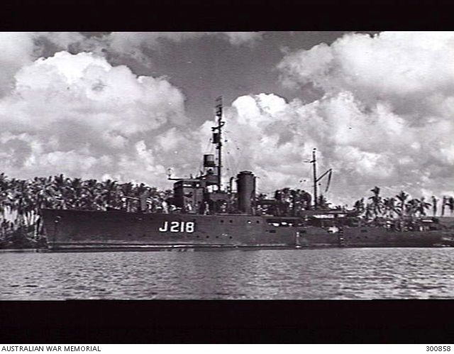 PORT SIDE VIEW OF THE CORVETTE HMAS KAPUNDA (J218). KAPUNDA IS ARMED ...