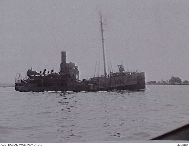 BRISBANE, QLD. 1944-10. STARBOARD SIDE VIEW OF THE AUXILIARY ...