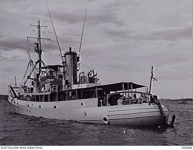 SYDNEY, NSW. VIEW FROM FINE OFF THE PORT QUARTER OF THE BOOM DEFENCE ...