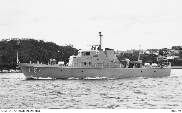 SYDNEY, NSW. 1968. PORT BROADSIDE VIEW OF THE PATROL BOAT HMAS MADANG ...