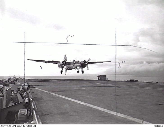 VIEW FROM THE FLIGHT DECK OF THE AIRCRAFT CARRIER HMAS MELBOURNE (II ...