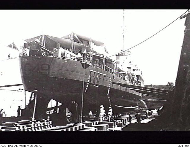 DIEGO SUAREZ, MADAGASCAR. 1943. STARBOARD QUARTER VIEW OF THE DESTROYER ...