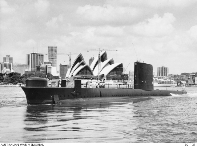 SYDNEY, NSW. PORT SIDE VIEW OF THE SUBMARINE HMAS OTWAY (II). NOTE THE ...