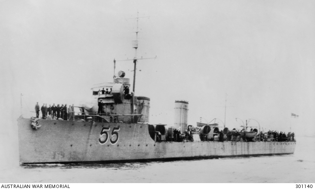 MELBOURNE, VIC. 1920. PORT SIDE VIEW OF THE DESTROYER HMAS PARRAMATTA ...