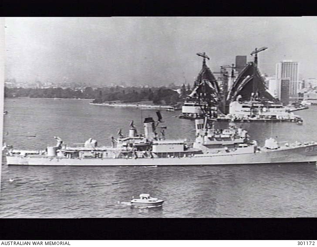 SYDNEY, NSW. AERIAL STARBOARD SIDE VIEW OF THE CHARLES F. ADAMS CLASS ...