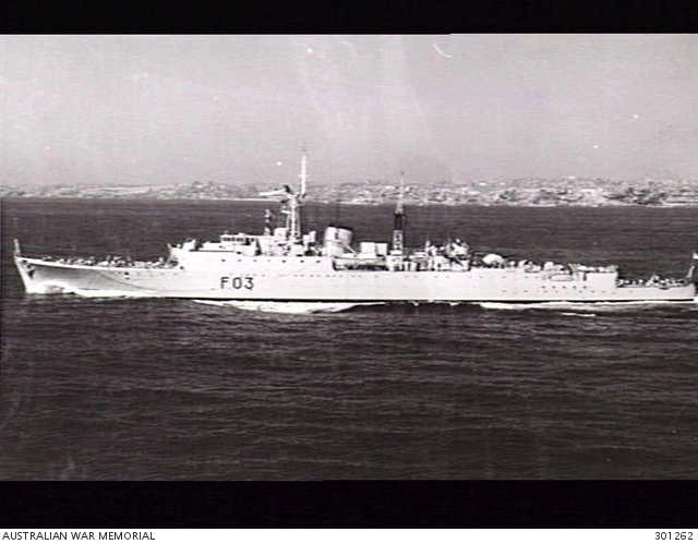 SYDNEY, NSW. PORT SIDE VIEW OF THE FORMER DESTROYER HMAS QUIBERON (F03 ...