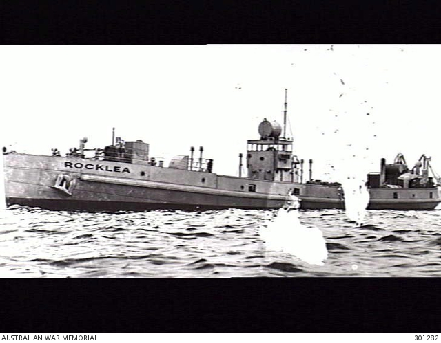 OIL FUEL LIGHTER HMAS ROCKLEA SHOWING HER PORT SIDE. ROCKLEA WAS BUILT ...