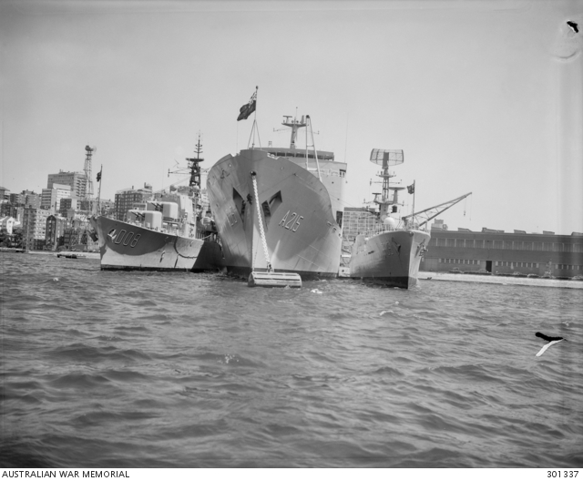 SYDNEY, NSW. 1968-02-27. BOW VIEW OF THE DESTROYER TENDER HMAS STALWART ...