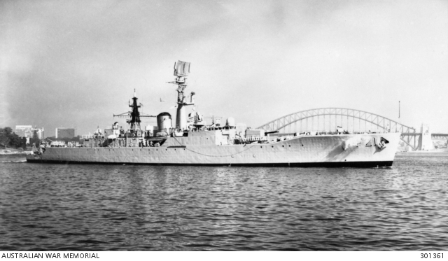 SYDNEY, NSW. C.1967. STARBOARD SIDE VIEW OF THE FRIGATE HMAS STUART (II ...