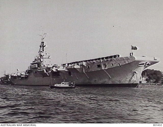 STARBOARD BOW VIEW OF THE AIRCRAFT CARRIER HMAS SYDNEY (III) TAKEN FROM ...