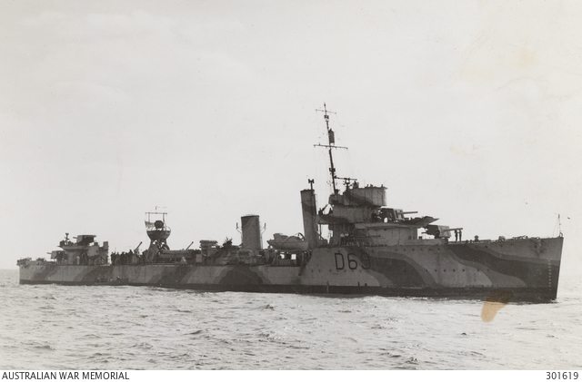 STARBOARD SIDE VIEW OF THE DESTROYER HMAS VENDETTA (I) (D69). SHE ...
