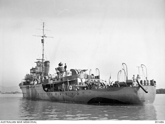 C.1943. PORT QUARTER VIEW OF THE SLOOP HMAS WARREGO (II) (U73). SHE IS ...